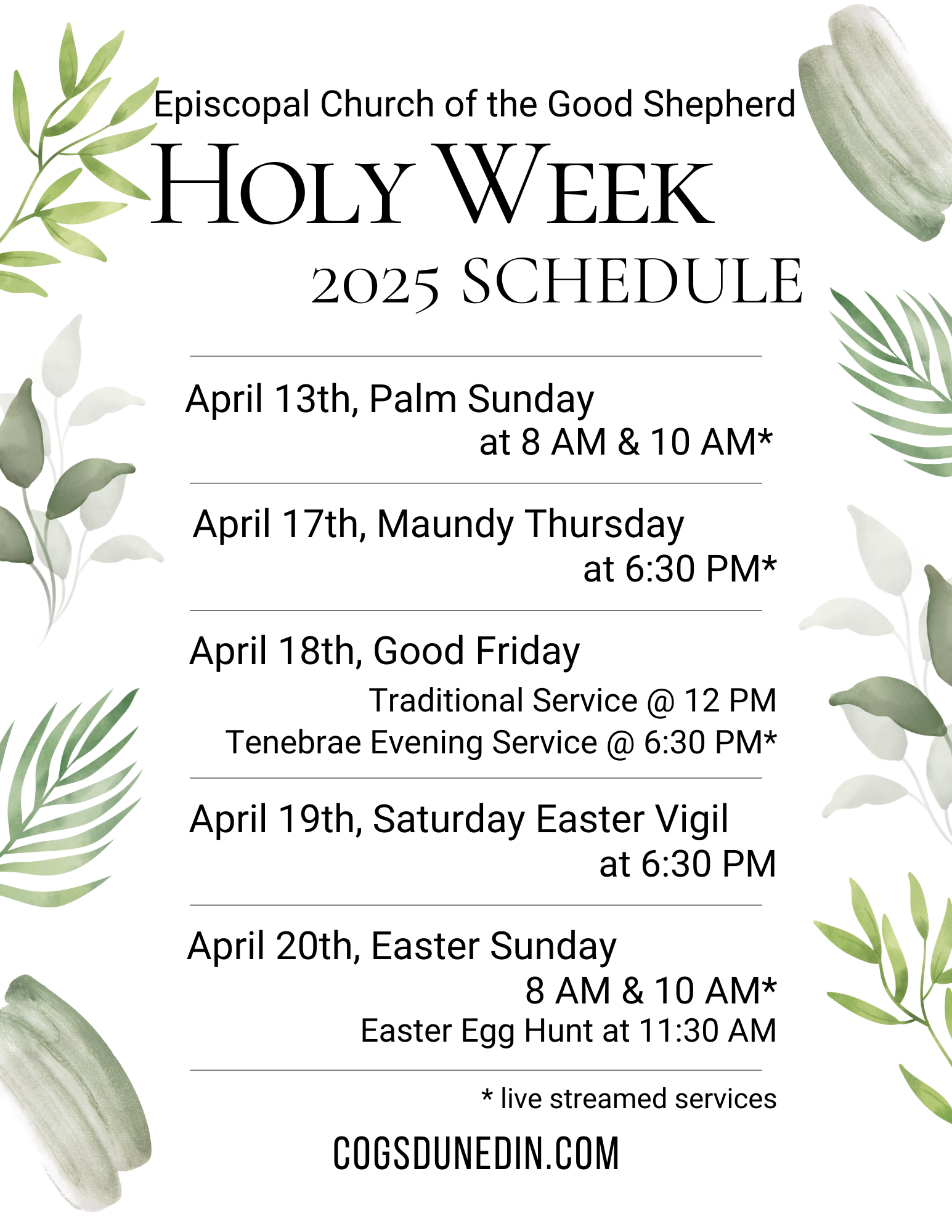 Holy Week and Easter Services - Episcopal Church of the Good Shepherd ...